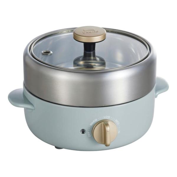 煮る・焼く・蒸す・炊くをマルチにこなす1台4役の卓上電気鍋。1〜2人分の食卓にちょうどよいコンパクトサイズで、おかず・おつまみ・スイーツなど付属プレートを変えてメイン使いからサブ使いまで活躍。パパっとできる鍋料理やヘルシーな蒸し料理、ライブ...