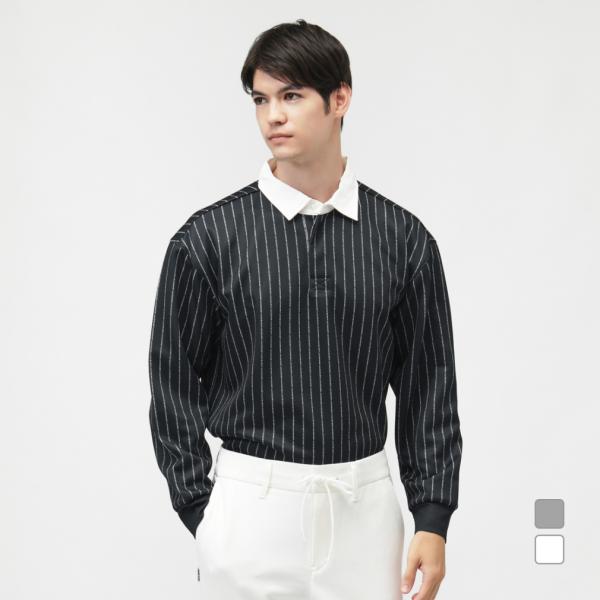◇ロゴプリントでストライプ柄を表現したカジュアルフィットなラガー風長袖シャツ ◇カジュアル ■カラー(メーカー表記)： ホワイト(030：ホワイト) グレー(020：グレー) ■素材：ポリエステル52% ナイロン46% ポリウレタン2% ■...