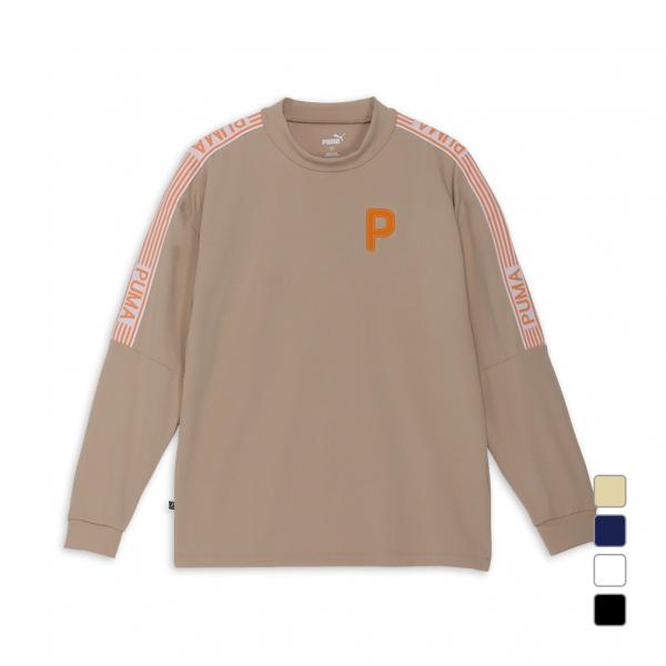 ◇袖のラインが特徴的なモックネックシャツ。胸元に「P」のロゴ、袖にPUMAの文字が入ったテープ、裾にサークルキャットを配置したプーマらしい一着です。 ■カラー(メーカー表記)： ネイビー(02：DEEP NAVY) ホワイト(04：WHIT...