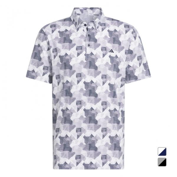 ◇同系色のグラデーションが目を引くグラフィックシャツ。 ◇ストレッチ ■カラー(メーカー表記)： ホワイト×ネイビー(JP2366) ダークグレー×ブラック(JM5596) ■素材：ポリエステル74％ 綿19％ ポリウレタン7％ ■ネックタ...