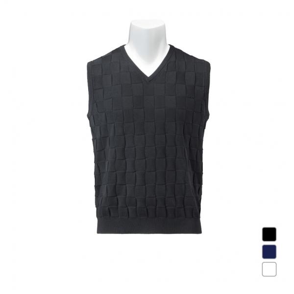 ◇ハイゲージの編地が上品なベーシックニット。肌寒い春先や梅雨の寒暖差は体幹を温め動きやすいベスト ◇吸水速乾・UVケア・ストレッチ ■カラー： ネイビー ホワイト ブラック ■素材：コットン49％ ポリエステル48％ ナイロン2％ ポリウレ...