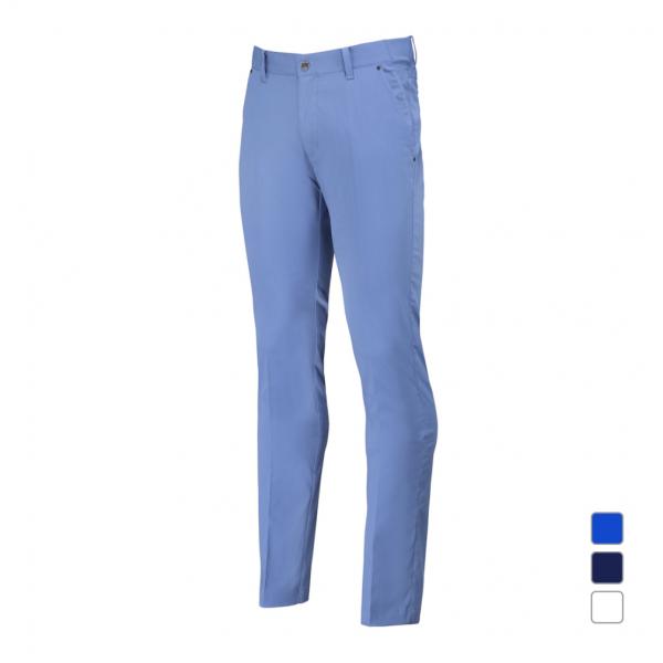 ◇ドビー素材を使用、スッキリとしたテーパードシルエットのベーシックパンツ ◇クーリング・UVケア・ストレッチ ■カラー： ブルー ネイビー ホワイト ■素材：ポリエステル97％ ポリウレタン3％ ■前開き：有 ■生産国：中国 ■2023春夏...