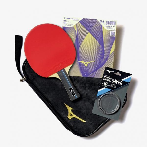 ◇ラバー貼り替え可能。シェーク（FL）◇貼上げエントリーモデルのテクニクスラケット、ラケットケース、エッジセーバー、保護フィルムのセット。◇日本卓球協会検定品■カラー:ゴールド■素材:ラケット:天然木材ラケットケース:ポリエステルエッジセー...