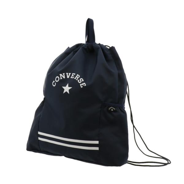 ◇CONVERSE(コンバース)のナップザックタイプのビーチバック。スポーツテイストのラインプリントがカッコイイ。ポケット付き。■カラー(メーカー表記)：ネイビー(NAVY)ブラック(BLACK)■素材：ポリエステル■サイズ：36×7×44...