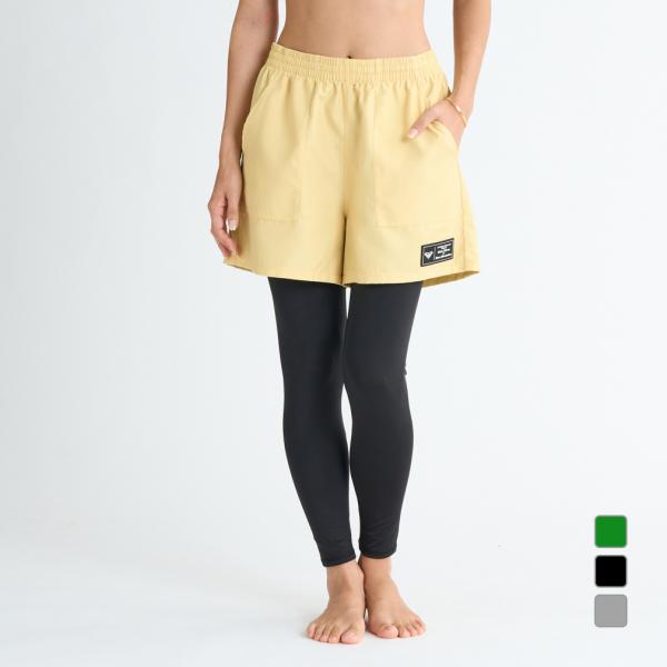 ※ブラウザやお使いのモニター環境により、掲載画像と実際の商品の色味が若干異なる場合がございます。◇大きめのポケットをあしらったカーゴディテールのボードショーツと、ベア天竺素材のレギンスの2点セット。■カラー(メーカー表記)：イエローグリーン...