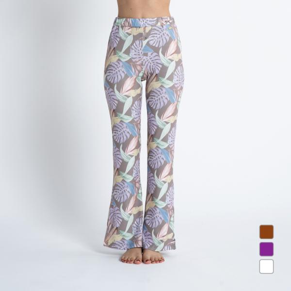 ※ブラウザやお使いのモニター環境により、掲載画像と実際の商品の色味が若干異なる場合がございます。◇リゾートな雰囲気を醸し出すボタニカルプリントが印象的なフレアパンツ。UVカット加工付き。■カラー(メーカー表記)：ブラウン(BRN)ラベンダー...