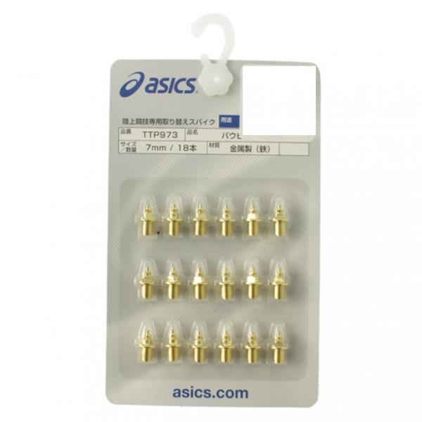 ◇ゴールドカラーがポイントの、グリップタイプのオールウェザー専用スパイクです。高反発、高グリップな形状をしているためトラック種目に効果を発揮。■素材：金属製(鉄)■サイズ：7mm■容量：18本■生産国：日本※予告なしでパッケージなどのデザイ...