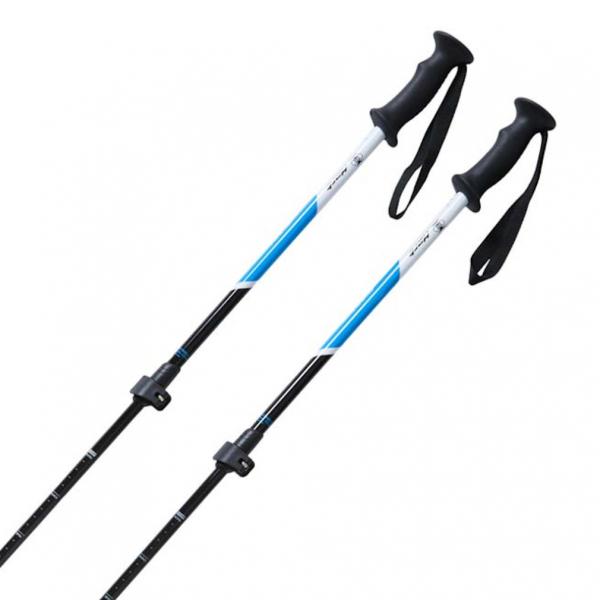 ◇ジュニア用アルミ伸縮スキーポール◇75cm-105cmの間でサイズ調整が可能。5カラーから選べる。■カラー：ブルー×ブラック■レベル：初中級■タイプ：一般(オールラウンド)■素材：アルミ■シャフト径：14+12mm■伸縮サイズ範囲：75c...