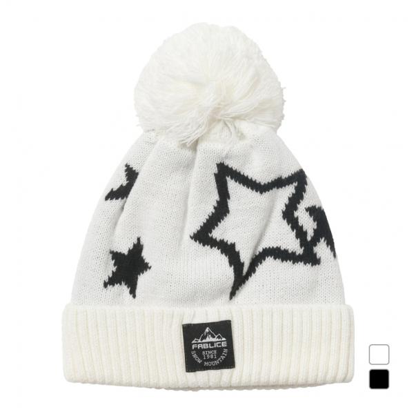 ◇ジュニアニット帽◇星柄をジャガード編みしたニット帽。◇フリース裏地付きで暖かい。■カラー：ホワイトブラック■素材：本体/アクリル100％ 裏地/ポリエステル100％■サイズ：JS：頭周り/39cmJL：頭周り/41cm■生産国：中国■20...
