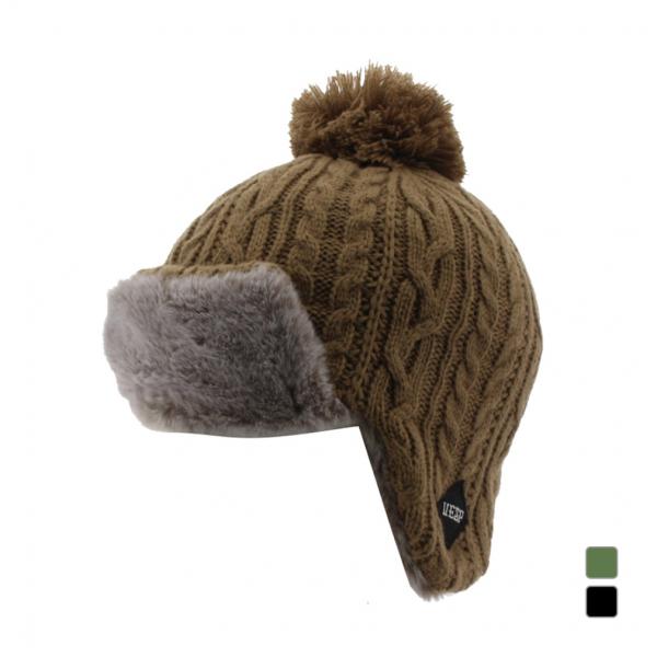◇ケーブル編みの暖かい耳付きジュニアビーニー。■カラー(メーカー表記)：カーキ(KA)ブラック(BK)■素材：アクリル■生産国：中国アルペン alpen スポーツデポ SPORTSDEPO スキー スノーボード 帽子 キャップ ハット ジュ...