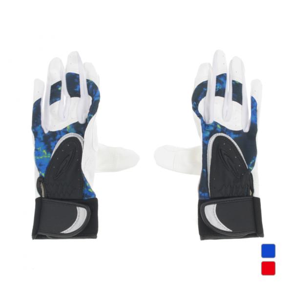 ◇両手セット バッティンググローブ・オリジナルのプリント柄がポイント。◇甲側にストレッチ素材を配し、グリップのし易さを追求。◇平側に合皮を使用、部分的に2重使いし摩擦に強い構造を追求。◇合皮はエンボス加工を施しグリップ力向上。■カラー:ブル...
