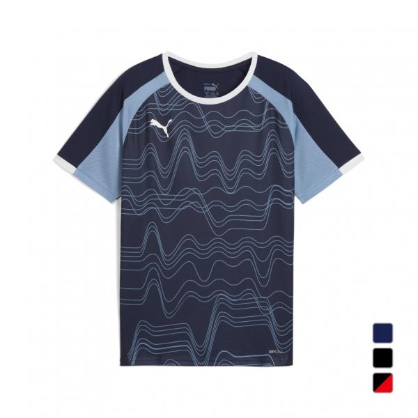 ◇INDIVIDUAL LIGAコレクションのJR グラフィックSSシャツ◇クラシックなリーガスタイルをモダンにアレンジしたPUMAジャージ。PUMAフットボールブーツからインスパイアされた鮮やかなカラーポップとPUMAフォームストリップの...