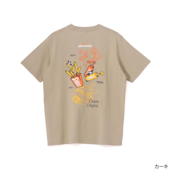 ◇ファストフードと休日の浮かれ気分をポップに描いた、遊び心あふれる一枚。■カラー(メーカー表記)：カーキ(M126：Lt.Khaki)■素材：Cotton 100％■生産国：中国■2026 Spring＆Summer モデル※ブラウザやお使...