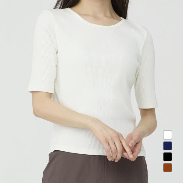 ◇柔らかくストレッチ性の高いソフトリブTシャツ。 少し細めのシルエットで、ボリュームのあるパンツやスカートとも相性がよいTシャツです。 女性らしいシルエットになっていますので、キレイ目にもカジュアルにも着こなし自由！ ■カラー： ブラウン ...