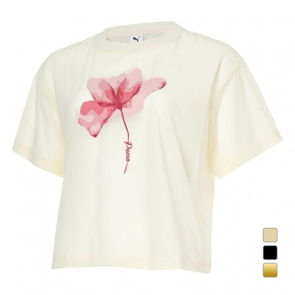 ◇リラックスフィット フロントグラフィック シアー 半袖Tシャツ ■カラー(メーカー表記)： クリーム(87：Alpine Snow) ブラック(01：PUMA Black) チョコレート(13：Chocolate Brown) ■素材： ...