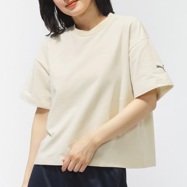 ◇PUMA MIX CLOTH UV機能付き オーバーサイズ 半袖Tシャツ ■カラー(メーカー表記)： クリーム(87：Alpine Snow) ブラック(01：PUMA Black) チョコレート(13：Chocolate Brown) ...