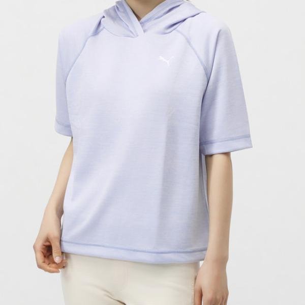 ◇UPF40のフード付き半袖Tシャツ ◇商品情報 ESSコレクションから、100％ポリエステルのクローズドホールメッシュ素材を使用した半袖フーディです。 ヘザールックの生地にコントラストカラーのステッチワークがアクセントになります。 アクテ...