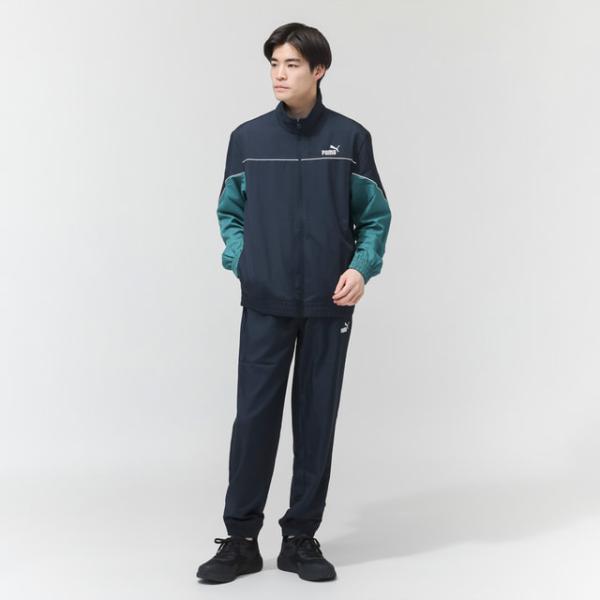 ◇上下セット ウーブン カラーブロック スーツ ■カラー(メーカー表記)： ネイビー(16：NEW NAVY) ブラック(01：PUMA BLACK) ■トップス素材： 本体：ポリエステル100％ ■ボトムス素材： 本体：ポリエステル100...
