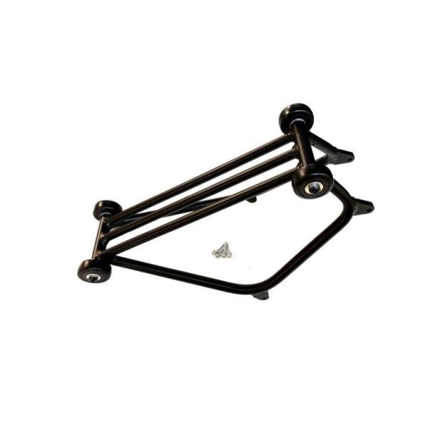 【PSF1】リアキャリア（キャスター付）カラー：Black●リアフェンダー併用時は、PSF1フェンダーのキャスターは不要で、ステーは後方側1本のみを使用します。●ネジ穴は元のネジを装着し穴をふさいでください。