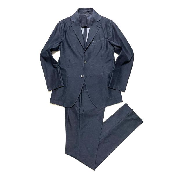finjack フィンジャック ジャケット パンツ / デニム調 メランジジャージー シングル 2B セットアップスーツ ネイビー / メンズ イタリア ビジネス カジュアルデニム調のメランジジャージーを使用したセットアップスーツです。ジャ...