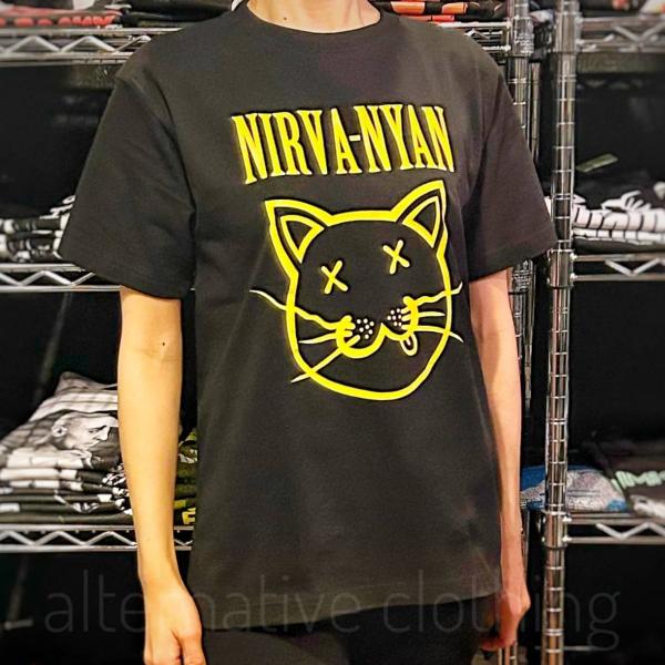 ニルヴァーニャン/ネコ/猫/Tシャツ/黒/ブラック/半袖/NIRVANA/パロディ/ニルバーナ/ニルヴァーナ■素材：綿100％■サイズ【身丈/身幅/肩幅/袖丈】※サイズ単位/cmXS（63/41/36/17）S（65/47.5/43/18....