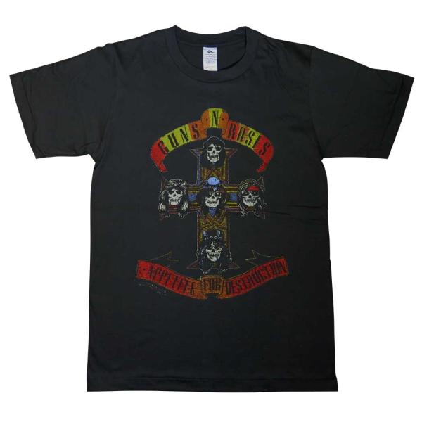 アペタイト・フォー・ディストラクション（Appetite for Destruction）。ガンズ・アンド・ローゼズのデビュー・アルバム。■素材：綿100％■サイズ【身丈/身幅/肩幅/袖丈】※サイズ単位/cmS（65/43/35/18.5）...
