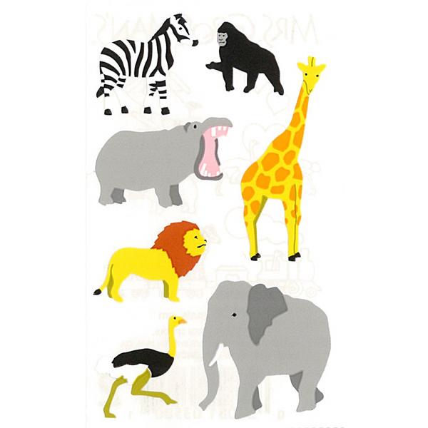 ７種の動物達が楽しめるお得なシール。１片　51mm×82mm２シートMrs.Grossman's/ミセスグロスマンが初めて赤いハートのステッカーを世に送り出してから今年で30周年。今ではたくさんの方に愛されるアメリカのステッカーブランドです。