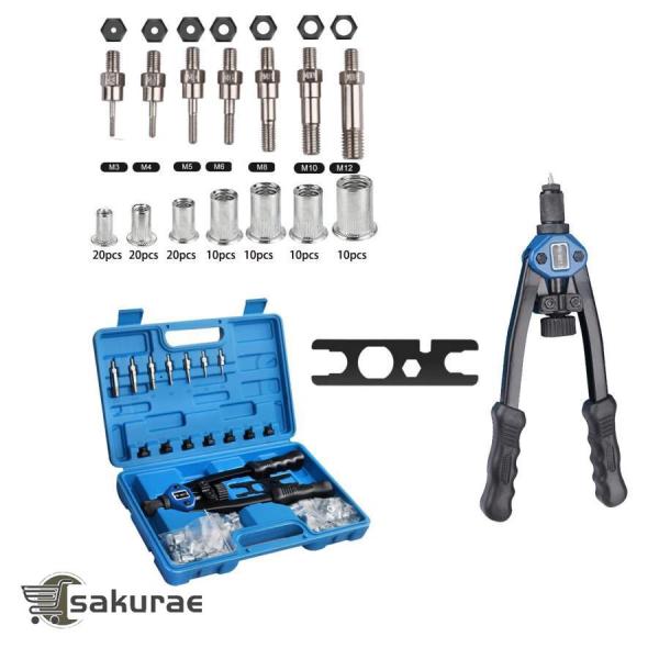 高品質：ステンレス製のリベットガンは防錆性と耐食性があり、柔らかいゴム製のハンドルは握りやすく、滑りません。熱適合仕上げがあり、耐久性、強度、耐腐食性を提供します製品詳細: 7つの交換可能なピン（メトリックM3 / M4 /M5/ M6 /...