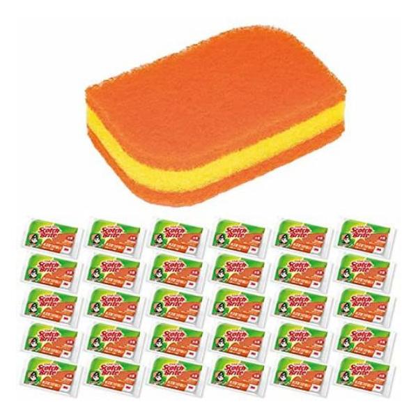 【30個セット】01092 スコッチブライト キッチンスポンジ 抗菌 リーフ型 オレンジ SS-72KE（ケース販売）キッチン 洗う 食器 綺麗 きれい 新生活 日用品 定番 鍋