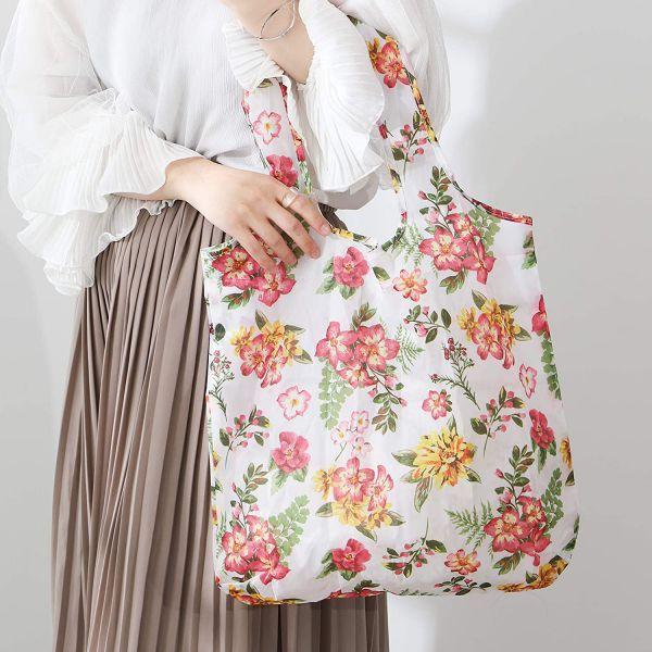 エコバッグ フローラル 花柄 D-6463 マルチェ パール金属 マイバッグ トートバッグ コンパクト 軽い おしゃれ かわいい 予備 サブバッグエコバッグ マイバッグ トートバッグ コンパクト おしゃれ かわいい