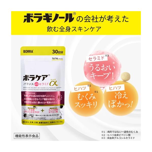 創業100年以上の製薬会社が作った温活・美肌サプリメント。機能性関与成分「ヒハツ由来ピペリン類、米由来グルコシルセラミド」でむくみ、冷え性、肌の乾燥をまとめてサポート！1日1粒で女性の3つのお悩みをお手軽にケアできる！