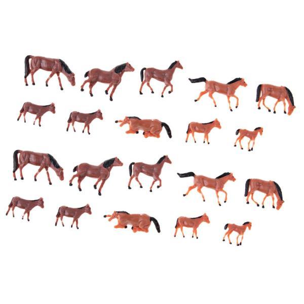説明: 20Pcs 1/87 HO Scale Horsesモデルミニチュアモデルのトレインレイアウトのための動物図塗装ファーム動物園野生動物公園風景モデル馬のおもちゃモデルの馬さまざまなサイズとポーズ.非常にいいランドスケープモデルとして...
