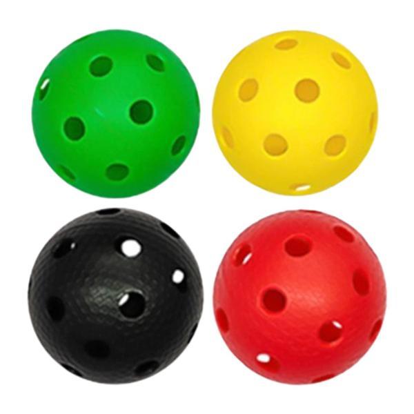 説明:[お得なパッケージ]パッケージにはフロアボールボールが 4 個入っており.練習やスキルの向上に最適です. [適切なサイズ]フロアボールの直径は72mmで.穴は26個あり.トレーニングに最適なサイズです. [プレミアム素材]フロアボール...