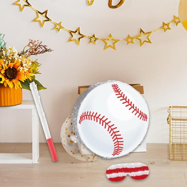 説明:[パーティーに欠かせないアイテム]:野球ピニャータセットには.野球型のピニャータ.目隠し.バット.紙吹雪が含まれており.パーティーを盛り上げます.ピニャータ(32cm×7.5cm).バット(39cm).目隠し(17cm) [高品質素材...