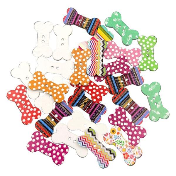 説明:数量: 100個の犬の骨の形をしたボタン.工芸品.繊細な芸術品.工芸品に.使いやすい: この装飾ボタンは.DIY クラフト.編み物.装飾に使用できます.素材:天然木を使用したクラフト用ボタン 穴が2つ付いており.従来のクラフトにカラフ...