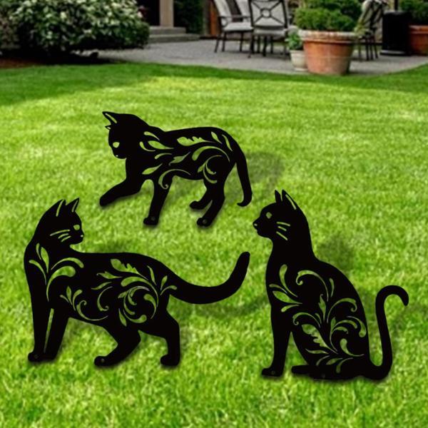 説明:[庭の装飾]: 黒猫のシルエットの金属製の装飾的な庭の杭.庭.庭.芝生.パティオ.中庭などを飾ります.[プレミアム素材]: シルエットの彫像は鉄素材で作られており.耐候性があり.頑丈で.壊れたり変形したりしにくく.過酷な気象条件に耐え...