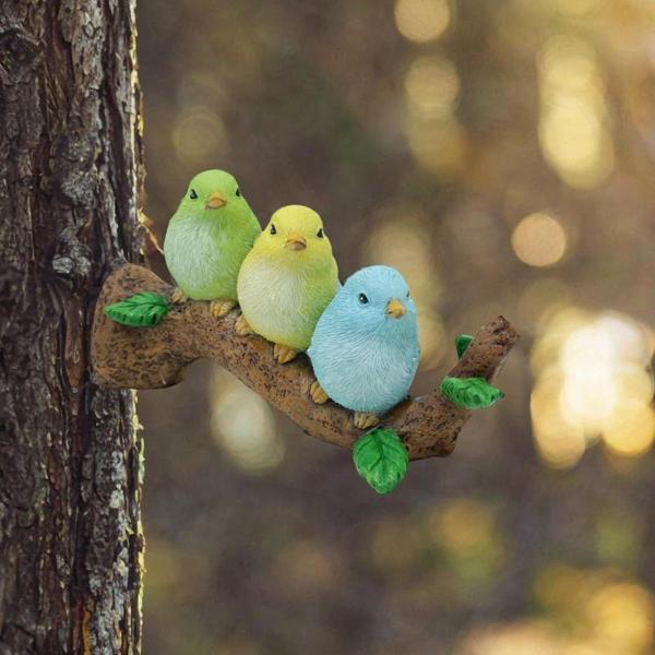 説明: bird鳥の装飾]:枝の素敵な鳥は.人の注意を引き付けます.妖精の庭園.ミニチュアガーデン.庭.芝生.家.またはオフィスに適しています[プレミアムで信頼性の高い]:鳥の彫刻は樹脂構造で作られています.池.プール.裏庭.玄関.または廊...