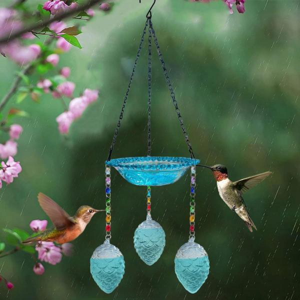 説明:[エレガントなデザイン]: この屋外ガーデンバードフィーダーとバードバスは.美しく作られたガラスのバードプールと3つのペンダントハチドリフィーディングボールを備えており.鳥に遊び心のある避難所を提供しながら.庭の素晴らしい装飾になりま...