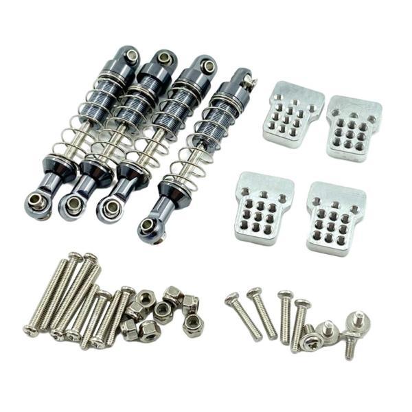 説明:MN D90 D91 99S.WPL C14C24用の4個の金属製フロントリアショックアブソーバーおよびショックタワーブラケットマウント.モデルカー用のハイアップグレードパーツ.RCモデルアクセサリーの交換部品.リモートコントロールR...