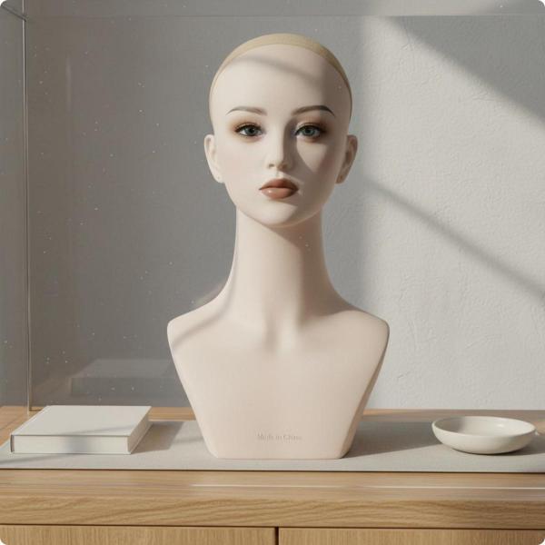 【素材】: PVC素材のマネキンヘッドで、軽さと扱いやすさを意識した展示用品です。売り場や撮影のたびに持ち運びやすく、日常のディスプレイ準備をスムーズにします。【用途】: ウィッグ用頭部マネキンとして、ウィッグの形や流れを見せやすく、ヘアス...
