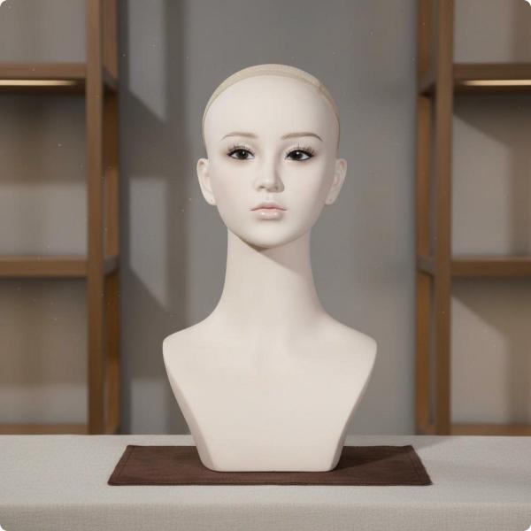 【素材】: PVC素材のマネキンヘッドで、軽さと扱いやすさを意識した展示用品です。売り場や撮影のたびに持ち運びやすく、日常のディスプレイ準備をスムーズにします。【用途】: ウィッグ用頭部マネキンとして、ウィッグの形や流れを見せやすく、ヘアス...
