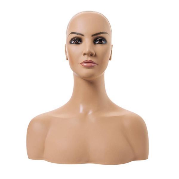 【外観】: 美容用品として使いやすい、リアル風のウィッグ展示用頭部モデルです。肩付きのヘッドトルソー形状で、店舗や撮影でも見映えよく置けます。【用途】: かつら用マネキンとして、装着や位置合わせの確認、スタイリング練習をしやすくしたウィッグ...