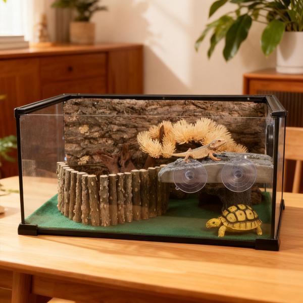 説明: [ユニークな吸盤]:タートルバスキングプラットフォームには大きな吸盤が付いており.テラリウムの壁にしっかりと吸着します.水槽内に石のオーナメントとして設置したり.両生類や爬虫類の飼育環境に置いてペットが登ったりすることもできます. ...