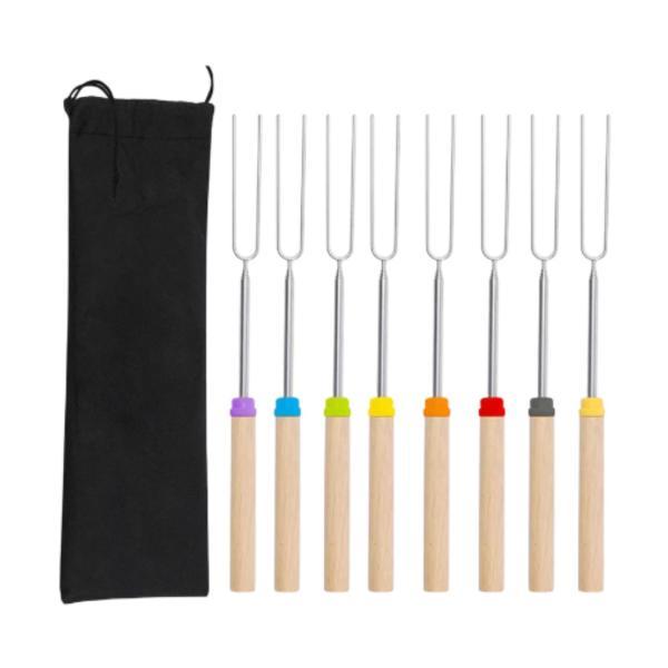説明:  bbq fork marshmallowsキャンプファイヤースティックを使用することは.おいしいスナックを準備する楽しい方法です.それらを使用して.グリル.マシュマロ.ソーセージ.ホットドッグ.ソーセージ仕様:材料:ステンレス鋼の...