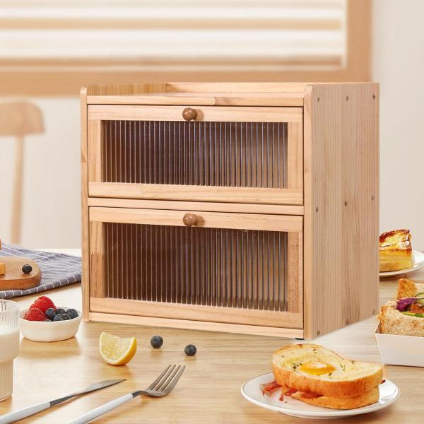 説明:[広々としたデザイン]: このブレッドボックスはたっぷりとした容量で.個人でも家族でも使用できます.二重層設計により.カウンタースペースをあまり占有せずにキッチンを整理整頓できます. [木製素材]: 木製で作られたこのパン収納ボックス...