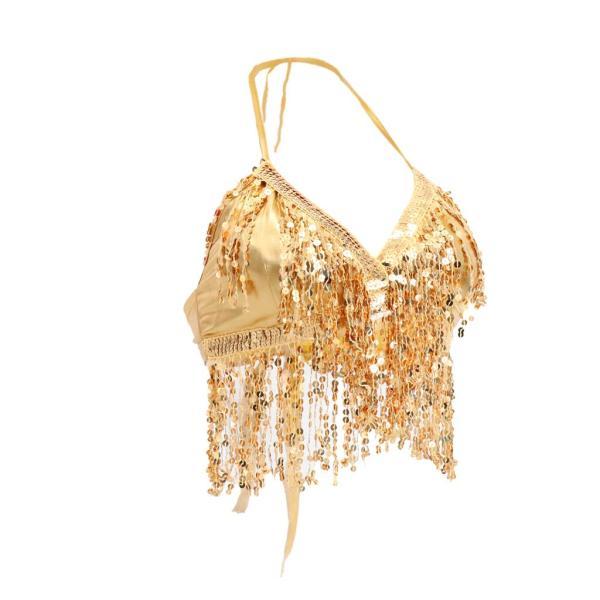 説明:ユニークなファッションスタイル.ホルターストラップデザイン.ベリーダンスのブラ.あらゆる種類のダンスパーティーに合います.ヒップスカーフやダンスパンツに合わせてよく合います.サイズを調整するためのストラップが背面にあります.あなたがそ...