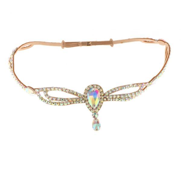 説明:[用途]:ベリーダンスパフォーマンス用に特別にデザインされたヘッドチェーンです.大人の女性がダンスルーチンに華やかさを添えるのに最適なアクセサリーです. [素材]: ヘッドピースは色とりどりのラインストーンで飾られ.革製で.光の下で鮮...