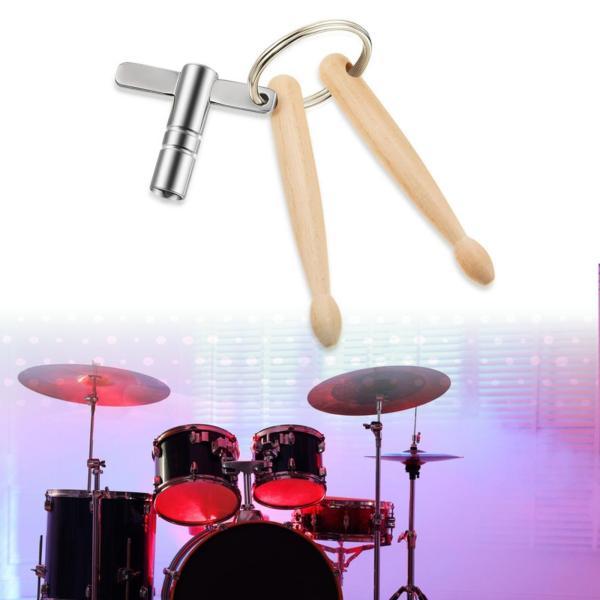 説明: [多用途]ドラムスティックキーホルダーと汎用ドラムチューニングキーが一体化しており.ドラマーやパーカッション愛好家にとって理想的なアクセサリーです. [素材]木材と丈夫な金属で作られており.装飾と実用機能の両方において.長期使用と信...