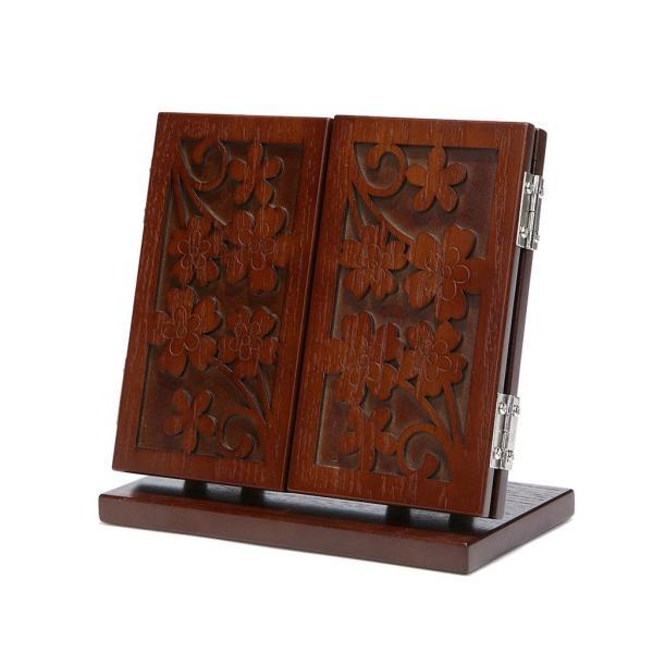 説明:天然木.硬い木材.細かい質感.滑らかな手触り.手作業で磨かれた.精巧な職人技.鮮やかで立体的な彫刻模様.クラシックな美容化粧鏡.角度調節可能.折りたたみ式ミラー. 3面ミラーは大きくて角度も広いので.顔を横向きにして鏡を見る必要があり...