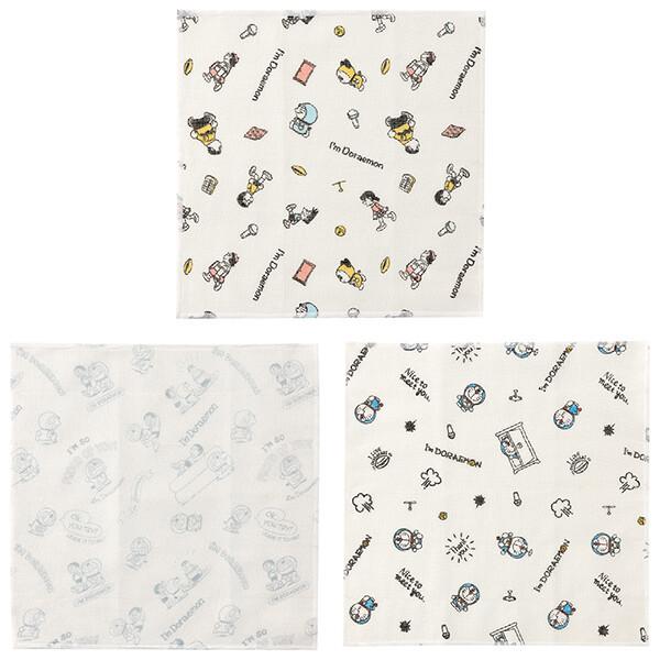 蚊帳に用いる生地を重ねて作られているふきんです吸水性が良く食器拭きにおすすめ3枚それぞれ柄が違いますドラえもんと仲間や道具がデザインされていますお湯か水で糊を落としてから使用してください手洗いで洗えます洗濯機や乾燥機は使えません■サイズ：約...